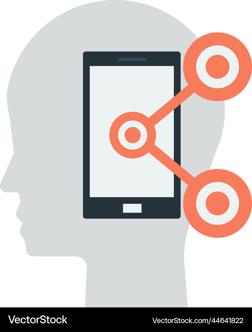 Human head and smartphone in minimal style Vector Image