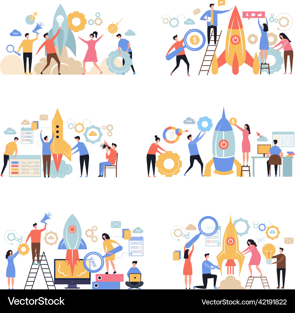 Launch business startup rocket successful company Vector Image
