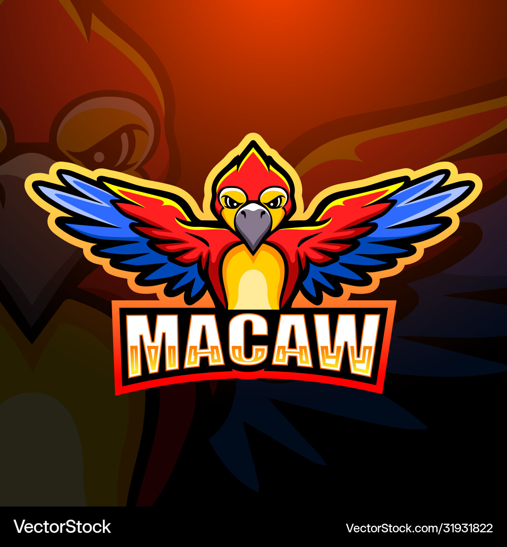 Macaw mascot esport logo design Royalty Free Vector Image