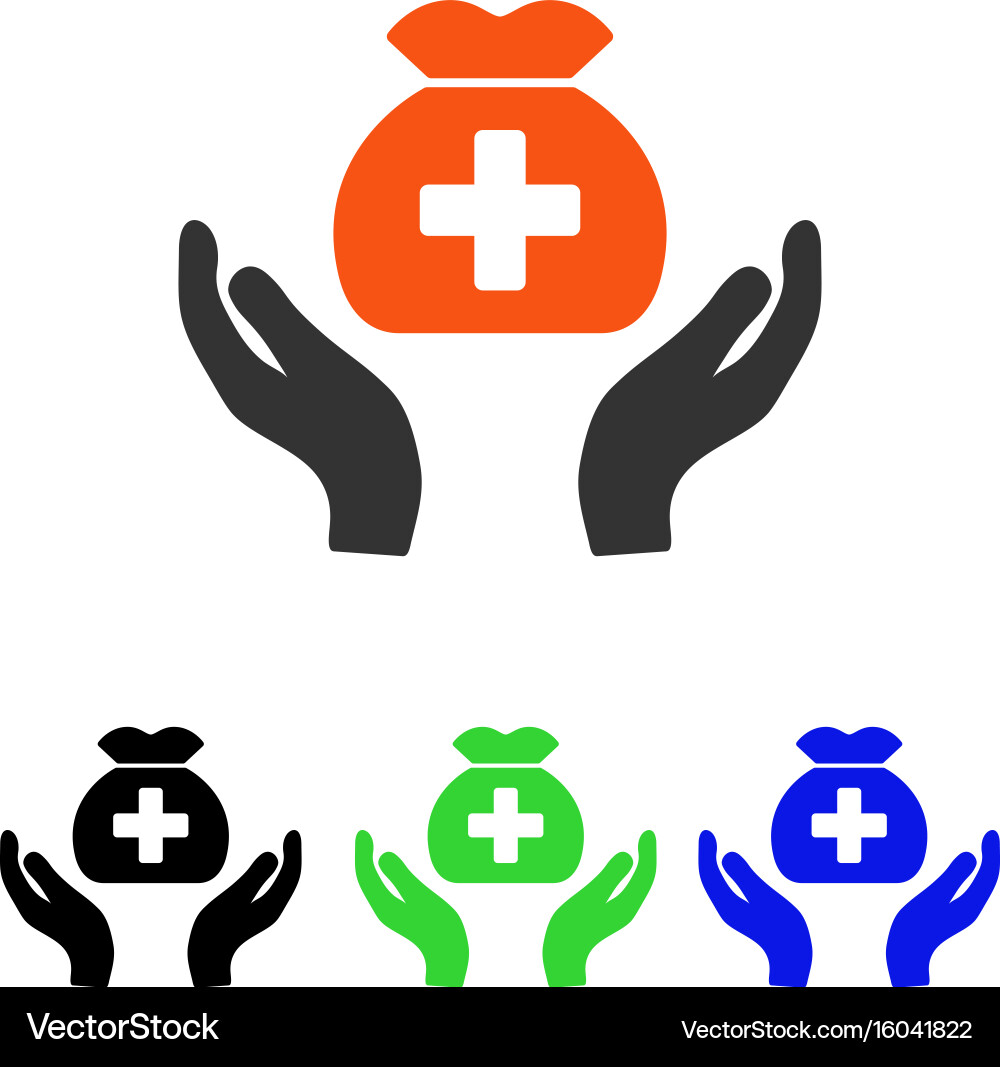 Medical fund care hands flat icon Royalty Free Vector Image