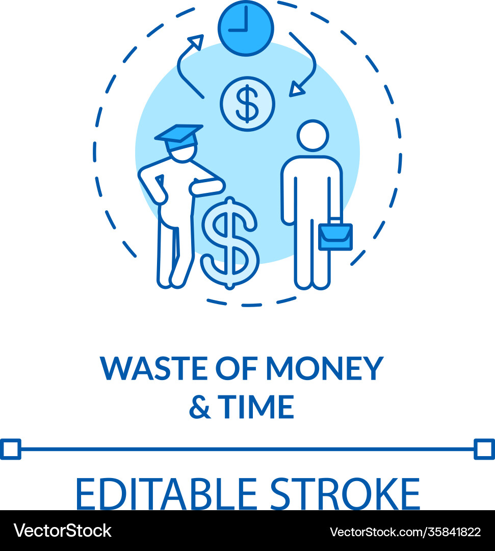 Money and time wasting concept icon Royalty Free Vector