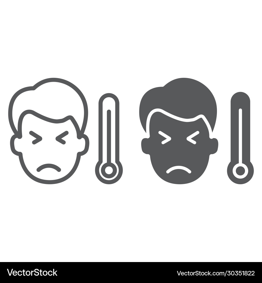 Sick man with thermometer line and glyph icon Vector Image
