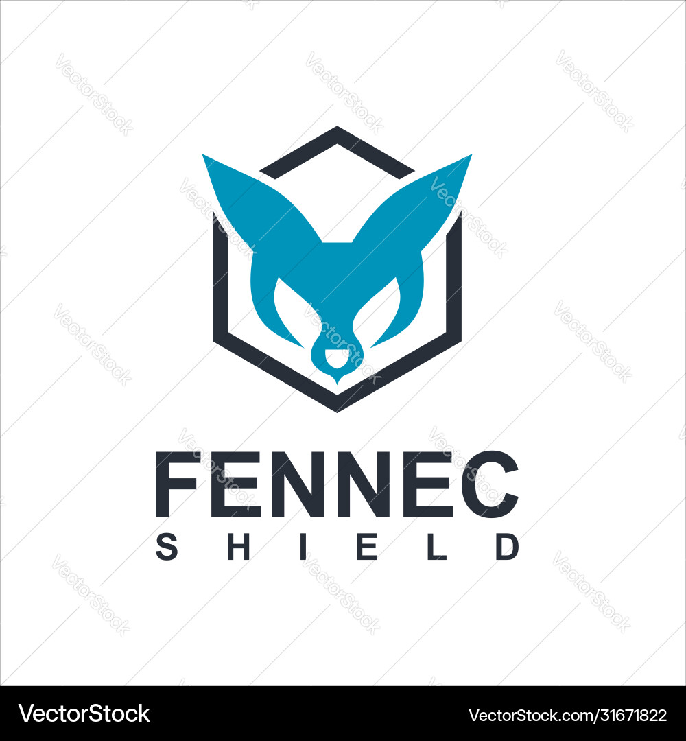 Simple fennec fox logo head in hexagon shield Vector Image