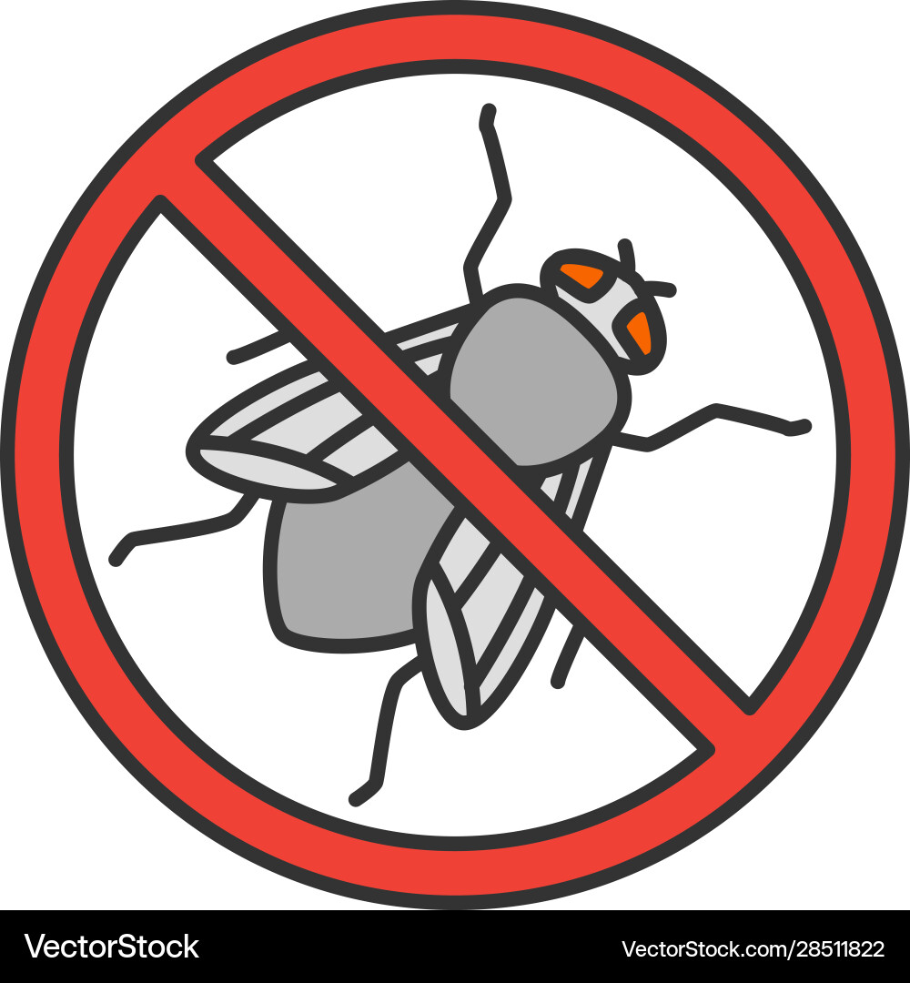 Stop housefly sign color icon Royalty Free Vector Image
