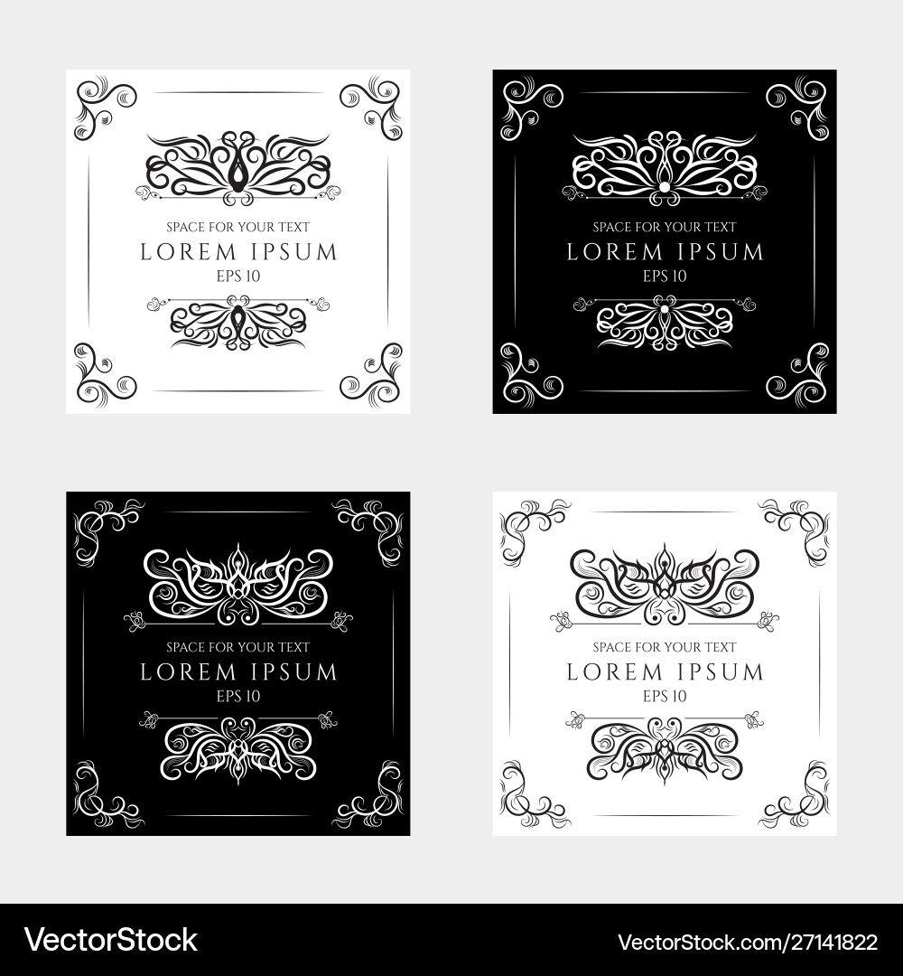 Wedding background vintage frame line art design Vector Image