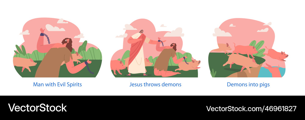 Biblical testament scenes jesus christ character Vector Image