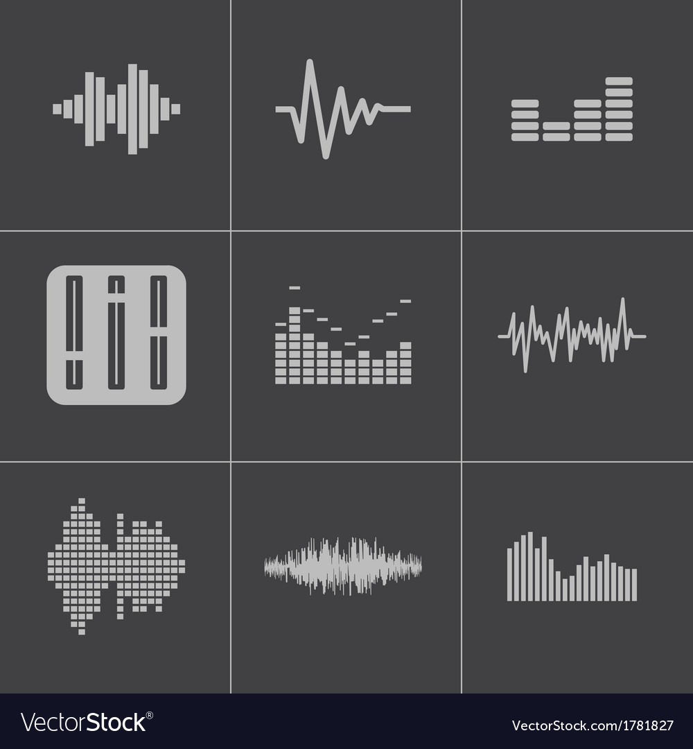 Black music soundwave icons set Royalty Free Vector Image Black music soundwave icons set Royalty Free Vector Image