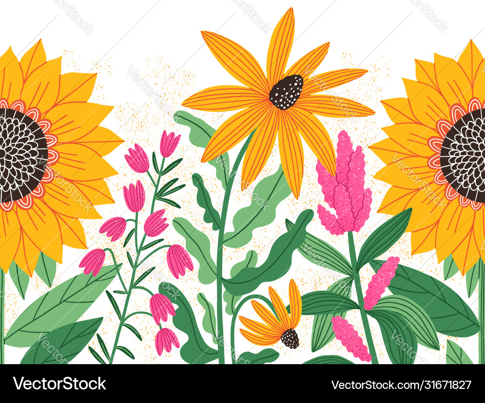 Bright summer flowers seamless decorative Vector Image