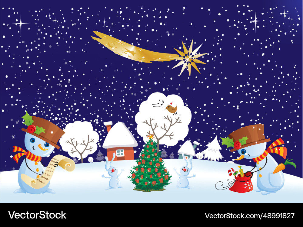 Christmas snowmen Royalty Free Vector Image - VectorStock