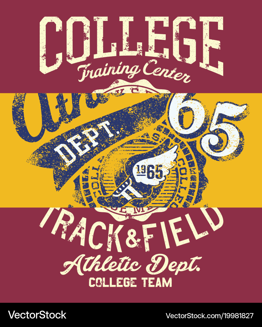 College track and field athletic Royalty Free Vector Image