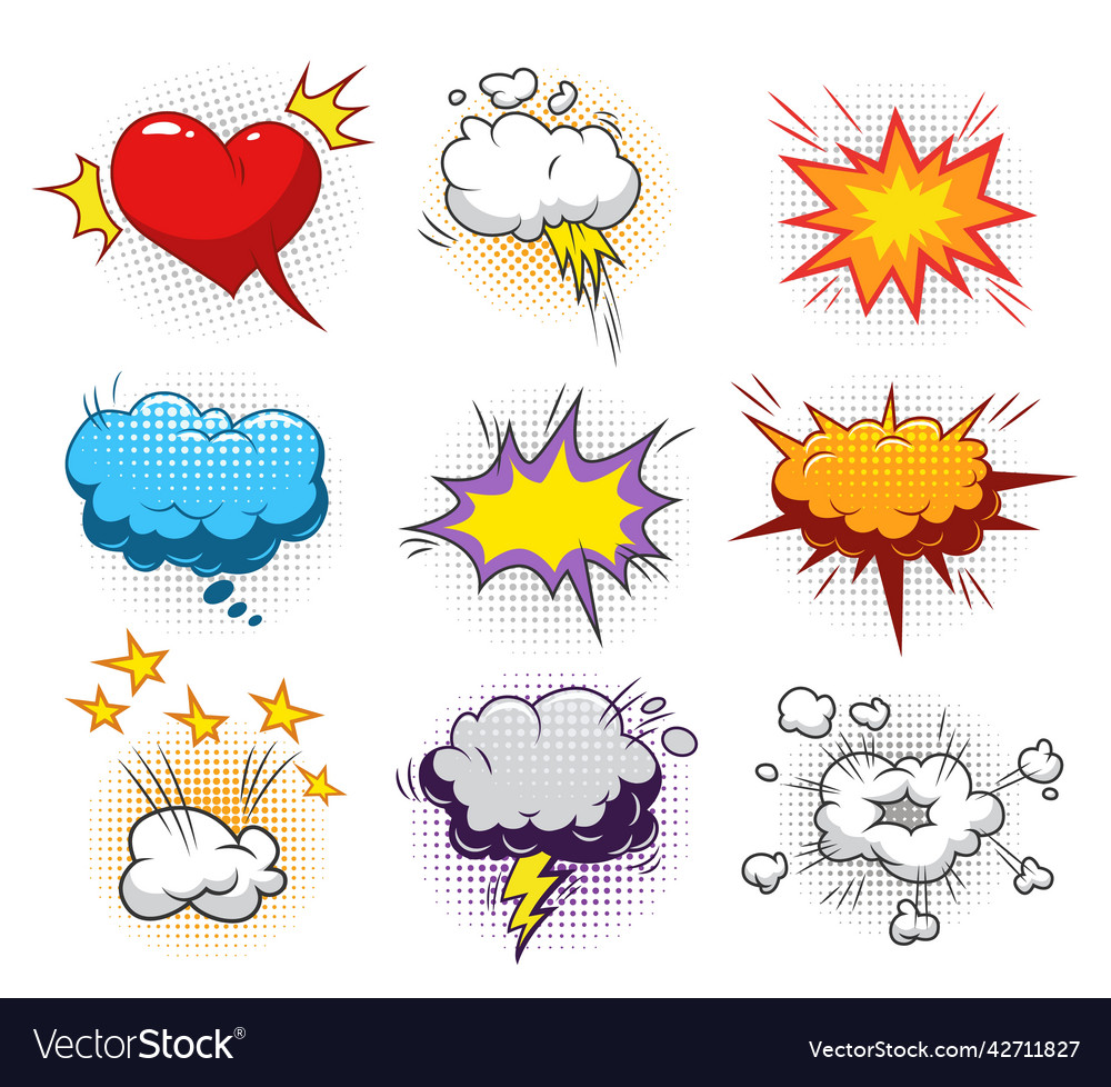 Comic dynamic elements set Royalty Free Vector Image
