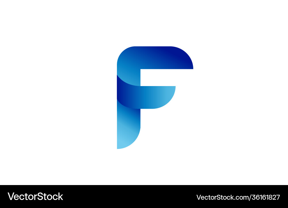 F creative blue gradient alphabet letter logo Vector Image