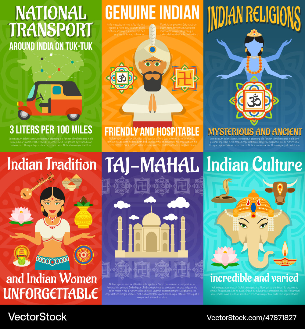 India poster set india poster set Royalty Free Vector Image