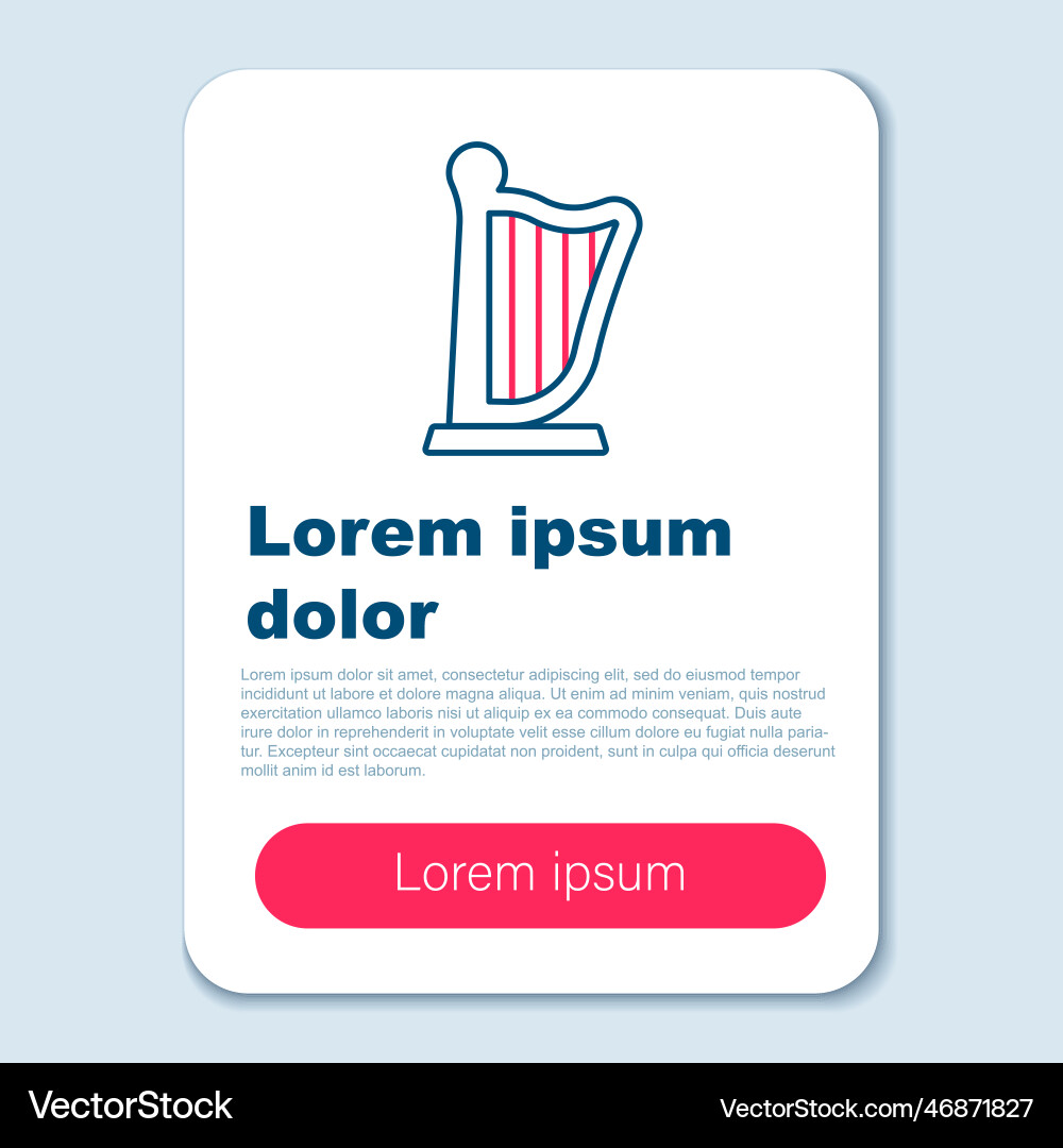 Line harp icon isolated on grey background Vector Image