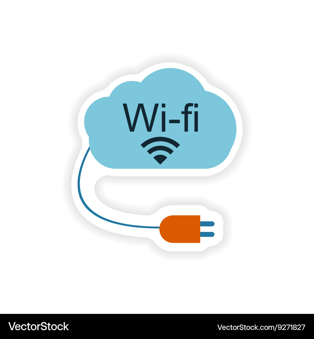 Paper sticker on white background wi fi cloud Vector Image
