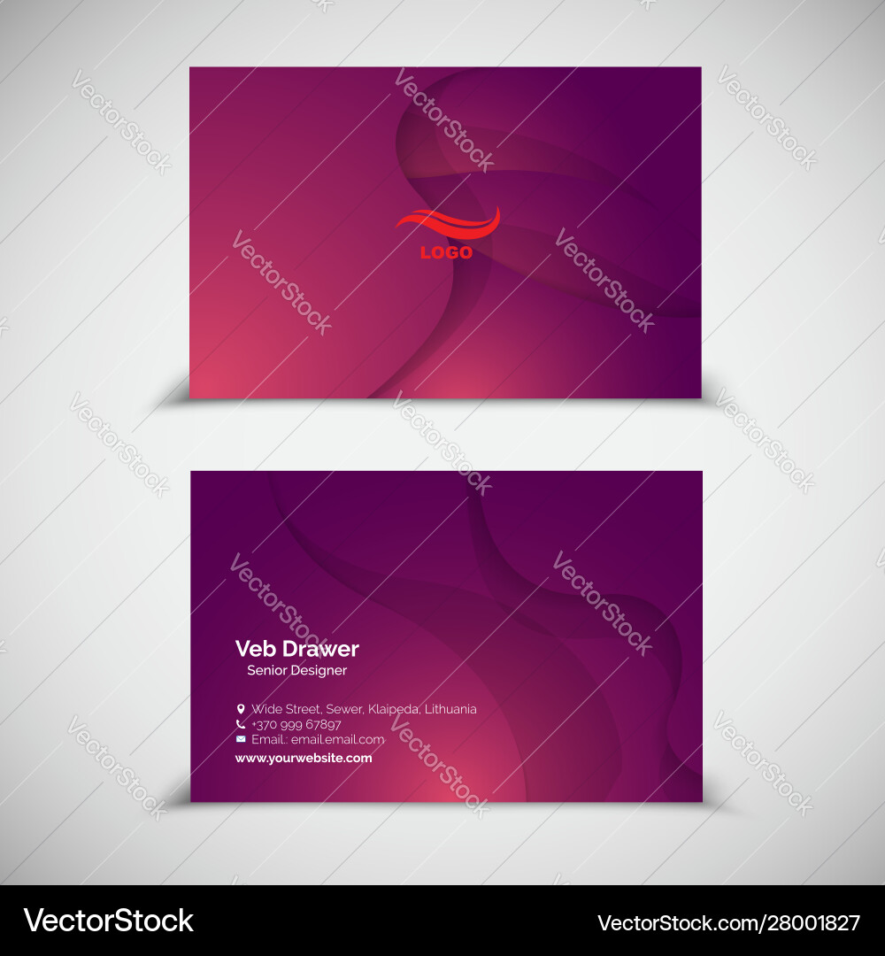 Purple business card design template Royalty Free Vector