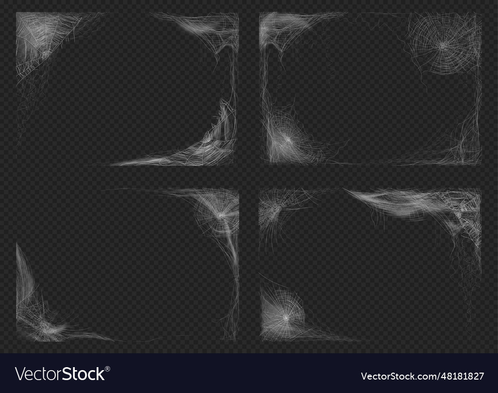 Realistic spider web corner frames Royalty Free Vector Image