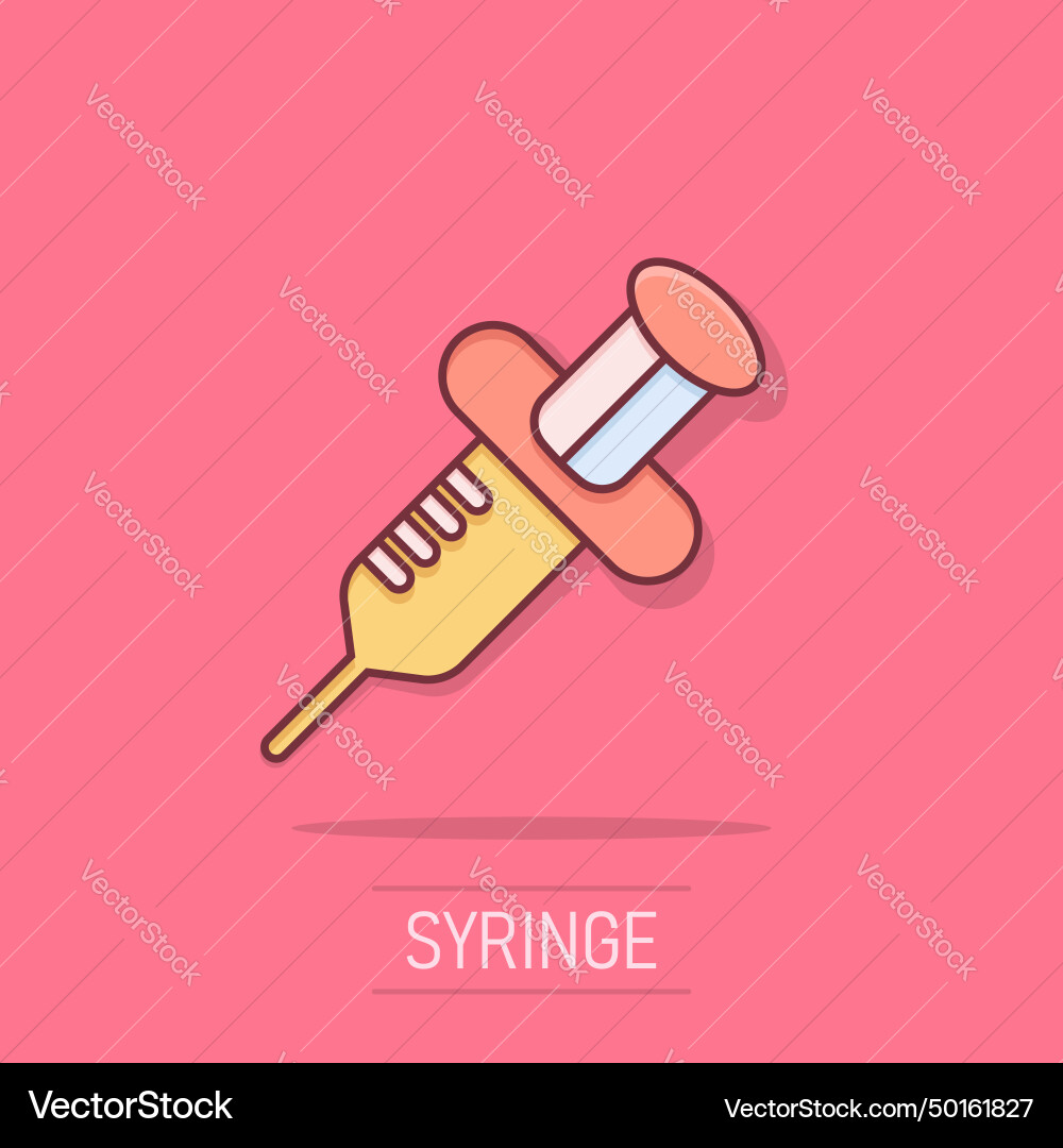Syringe icon in comic style inject needle cartoon Vector Image