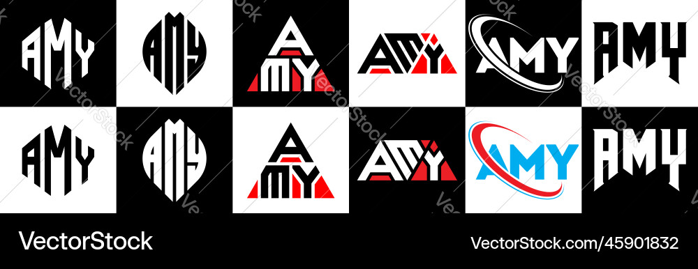 Amy letter logo design in six style polygon Vector Image