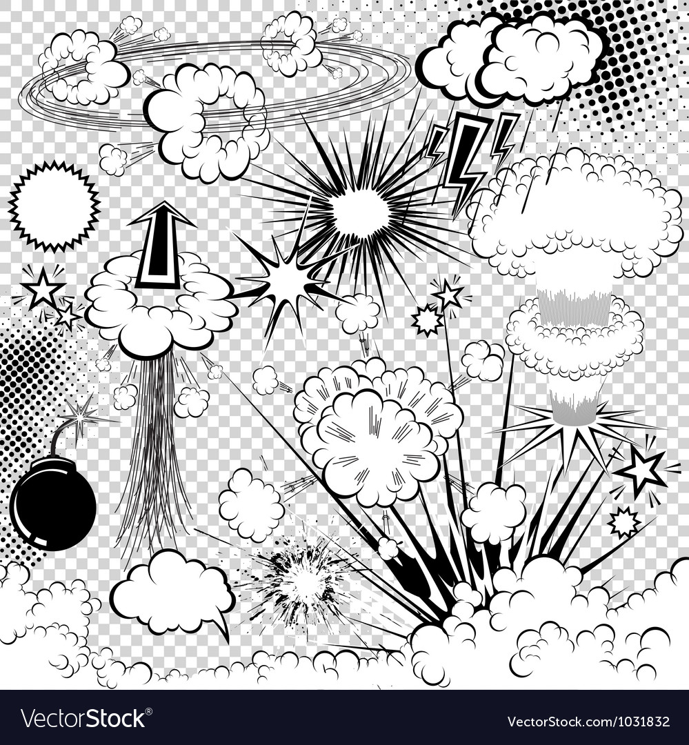 Comic book explosion elements Royalty Free Vector Image