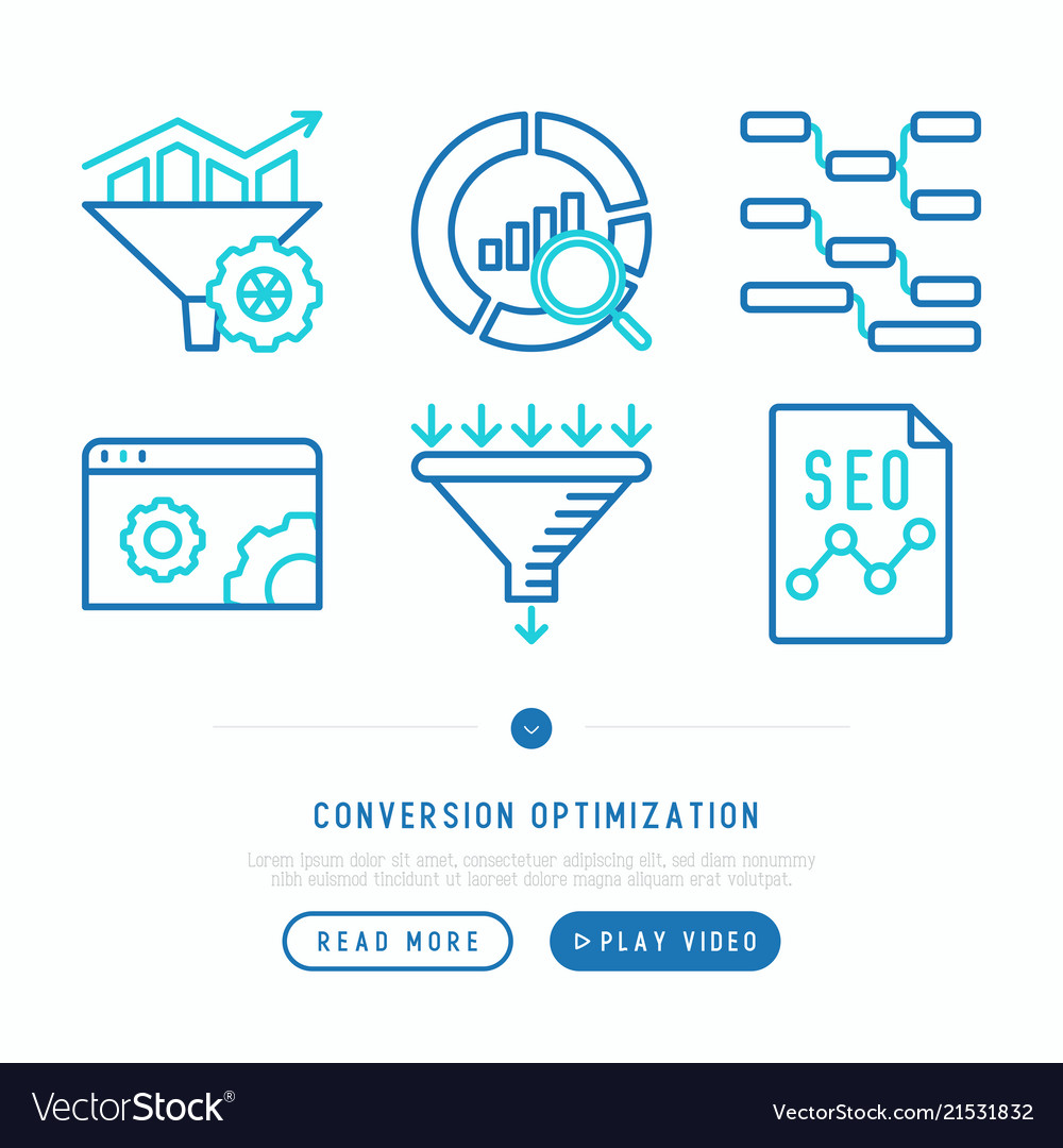 Conversion optimization thin line icons set Vector Image