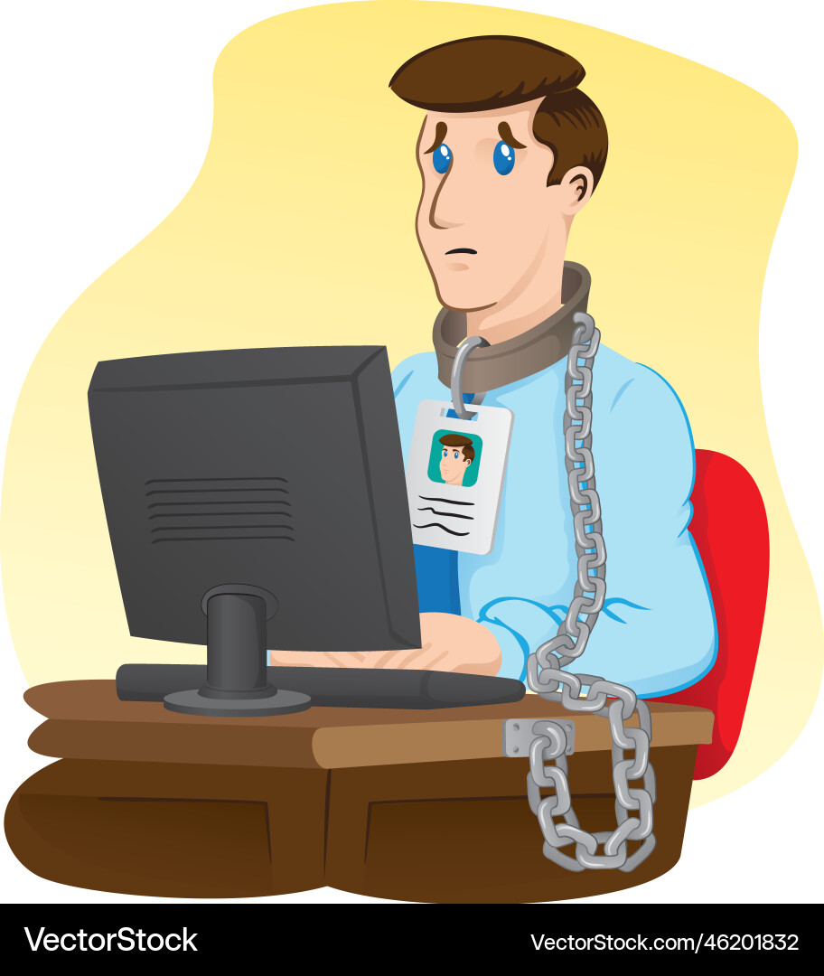 Executive officer trapped chained to your desk Vector Image