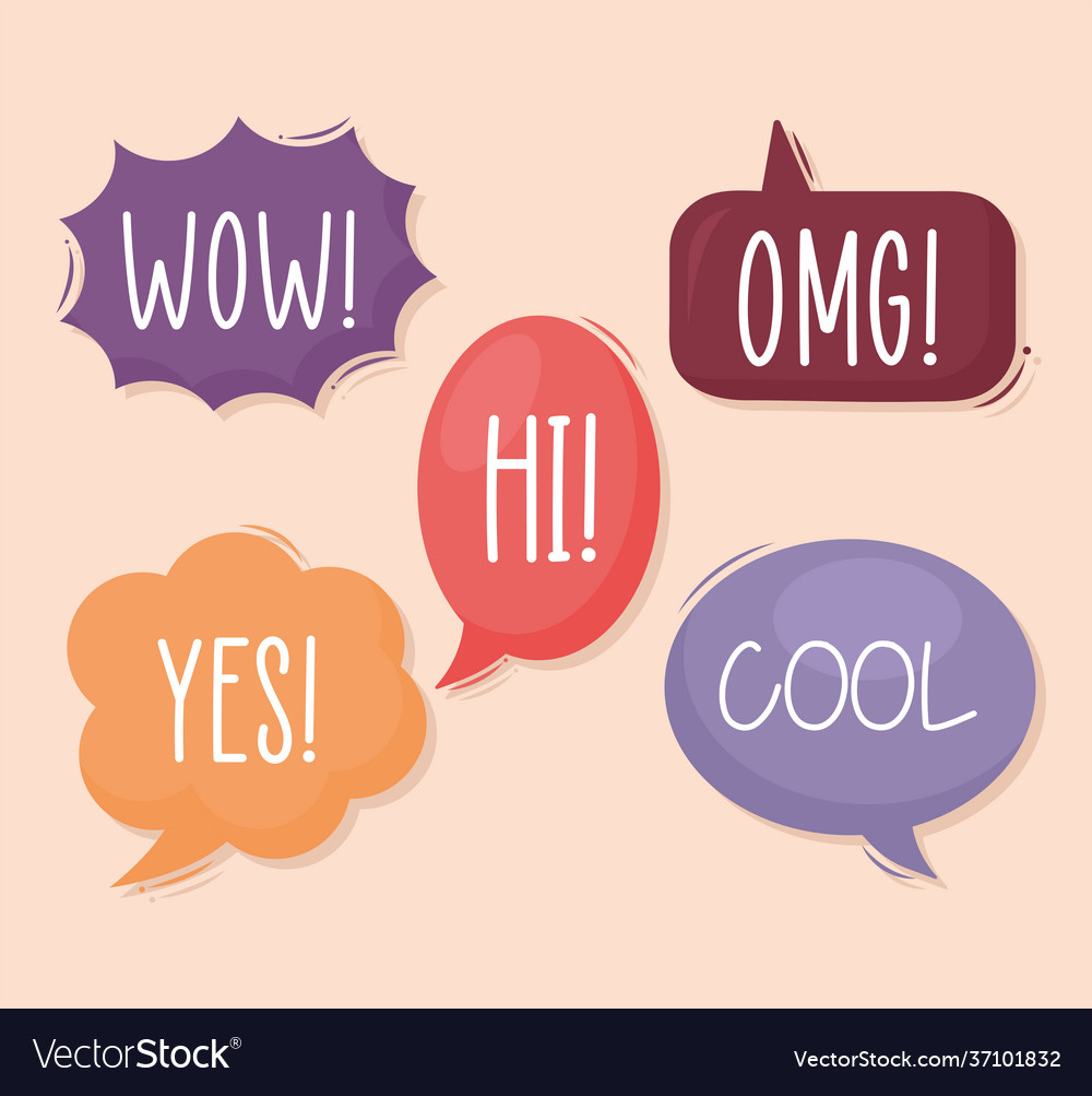 Five dialog clouds Royalty Free Vector Image - VectorStock