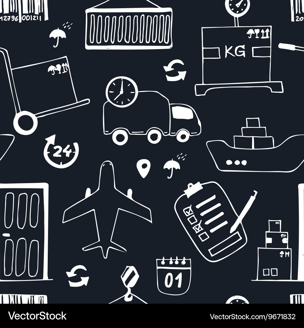 Hand drawn logistics and delivery sketch seamless Vector Image