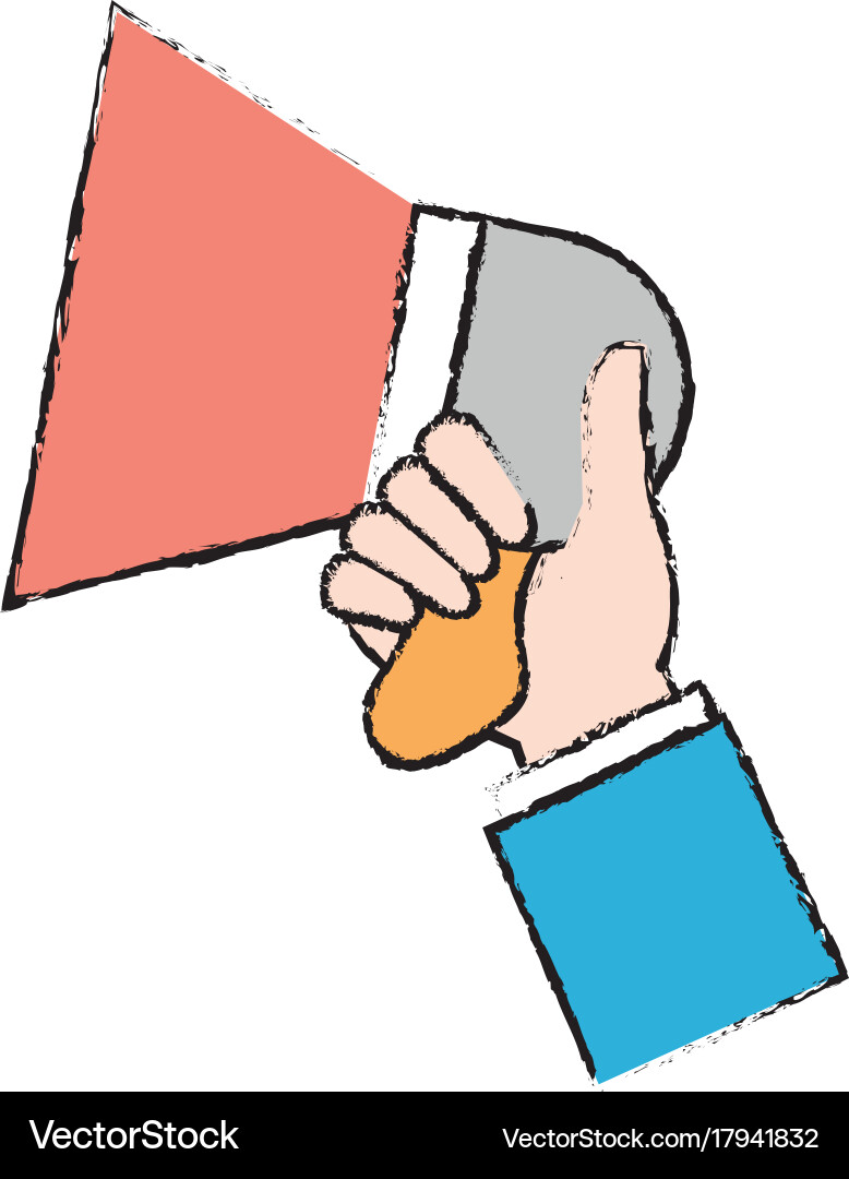 Hand with megaphone sound isolated icon Royalty Free Vector