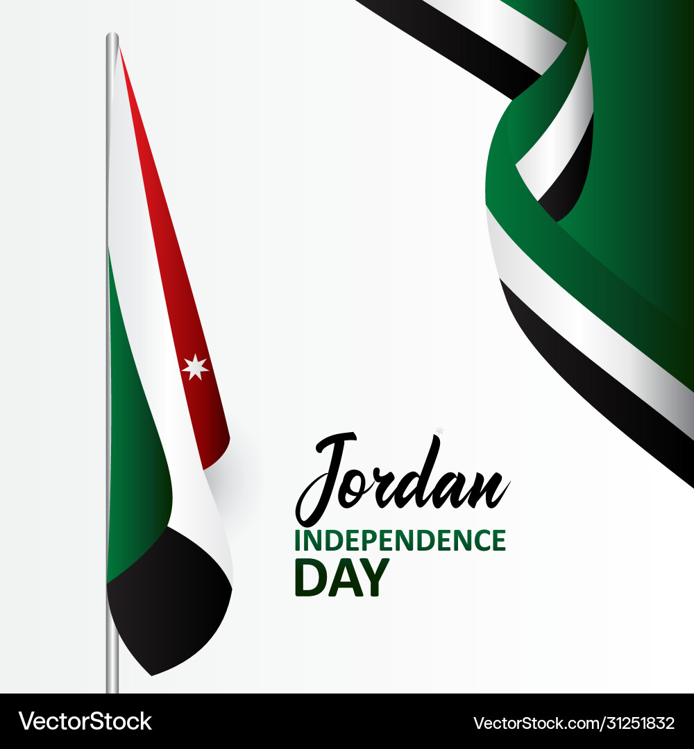 Jordan independence day banner with flag Vector Image