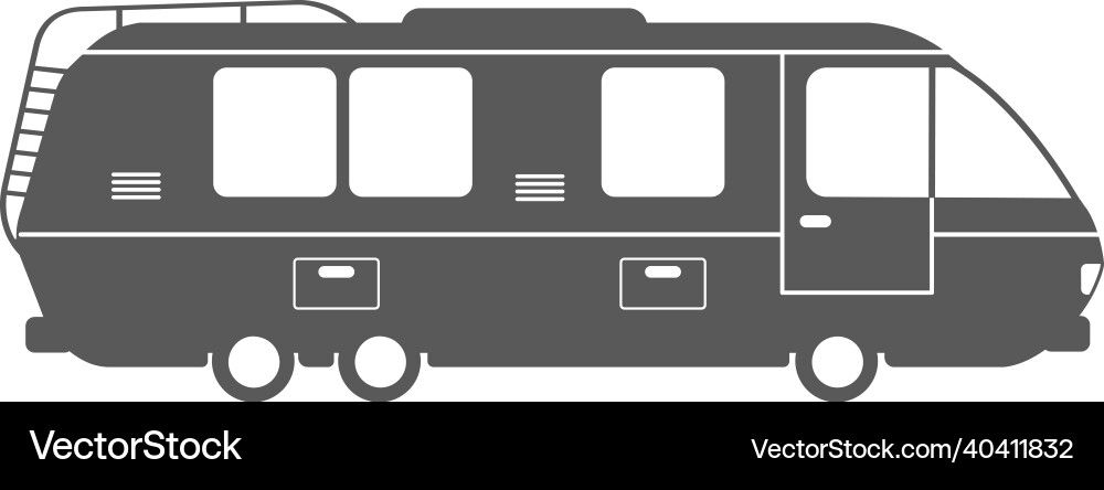 Long motorhome silhouette mobile camping caravan Vector Image