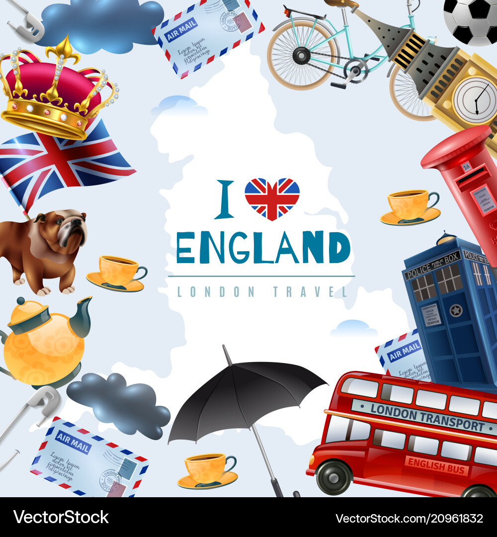 Love england travel background Royalty Free Vector Image