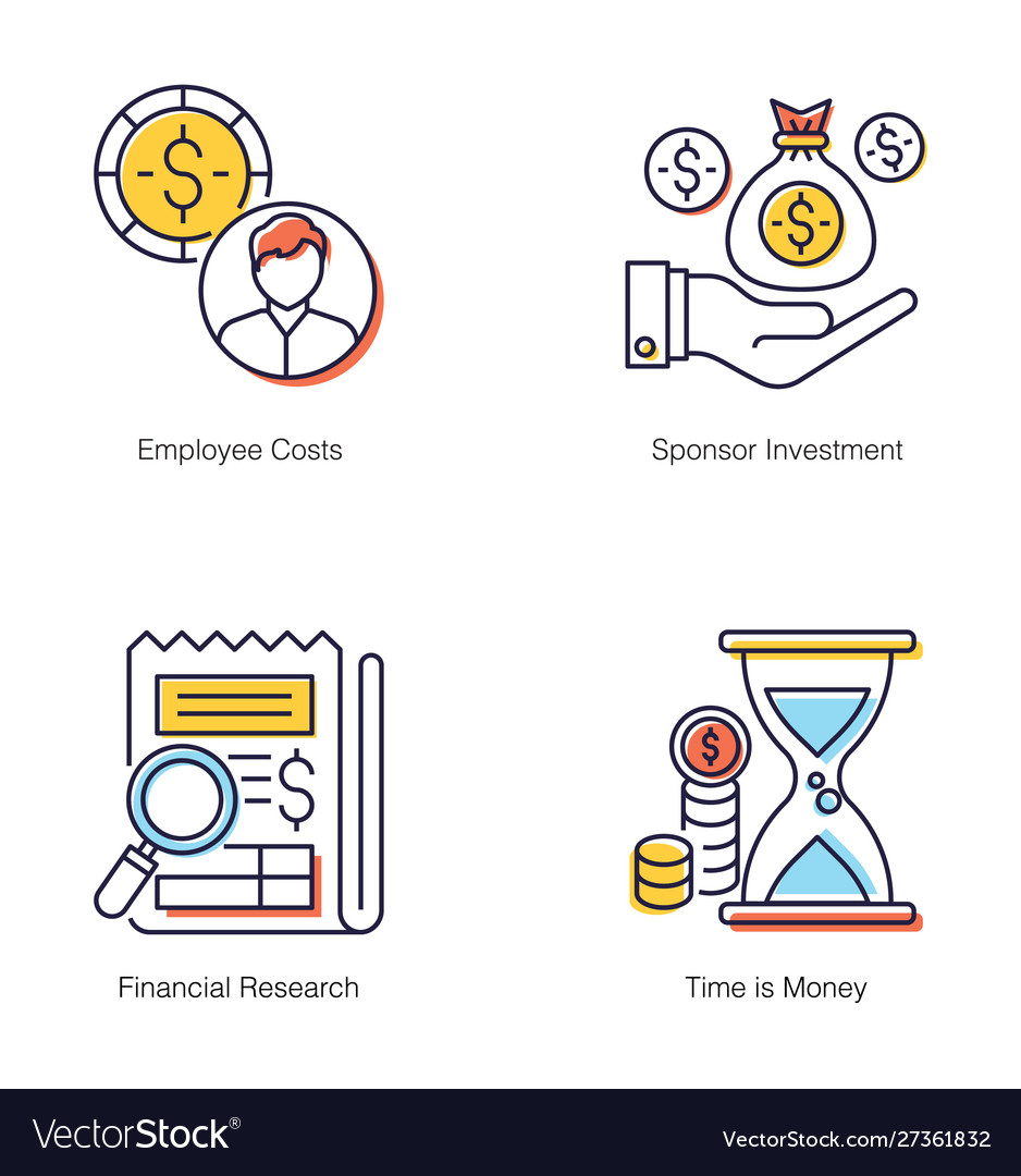 Pack finance flat icons Royalty Free Vector Image