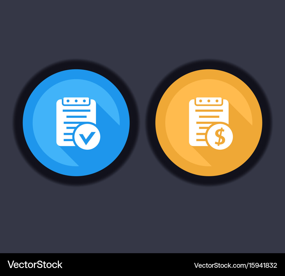 Payroll bill flat icons blue and yellow Royalty Free Vector