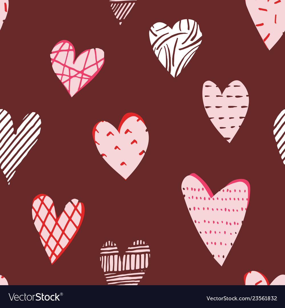 Seamless multi patterned hearts pattern Royalty Free Vector