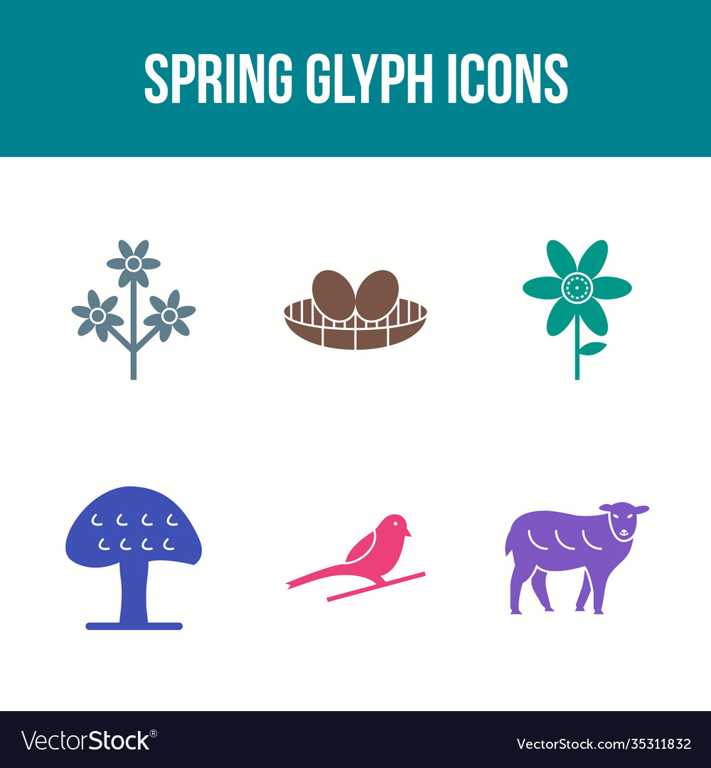 Spring glyph icon set Royalty Free Vector Image