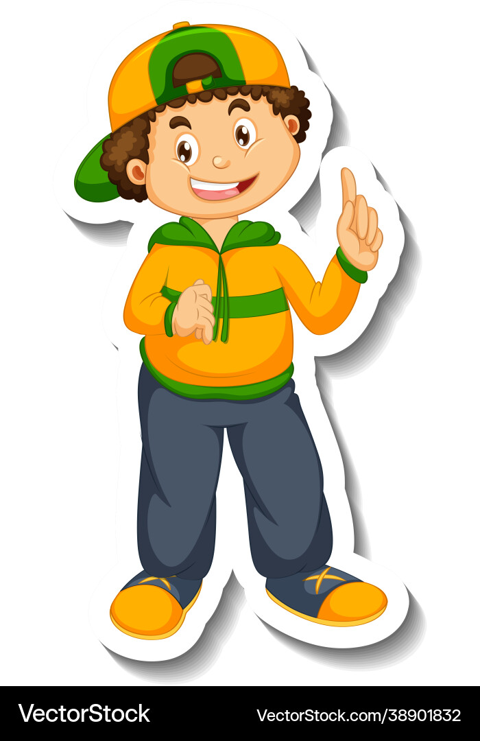 Sticker template with a boy cartoon character Vector Image