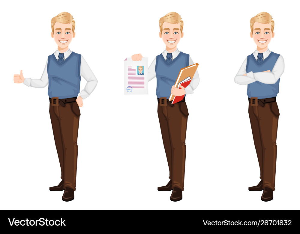 Successful business man in office style clothes Vector Image