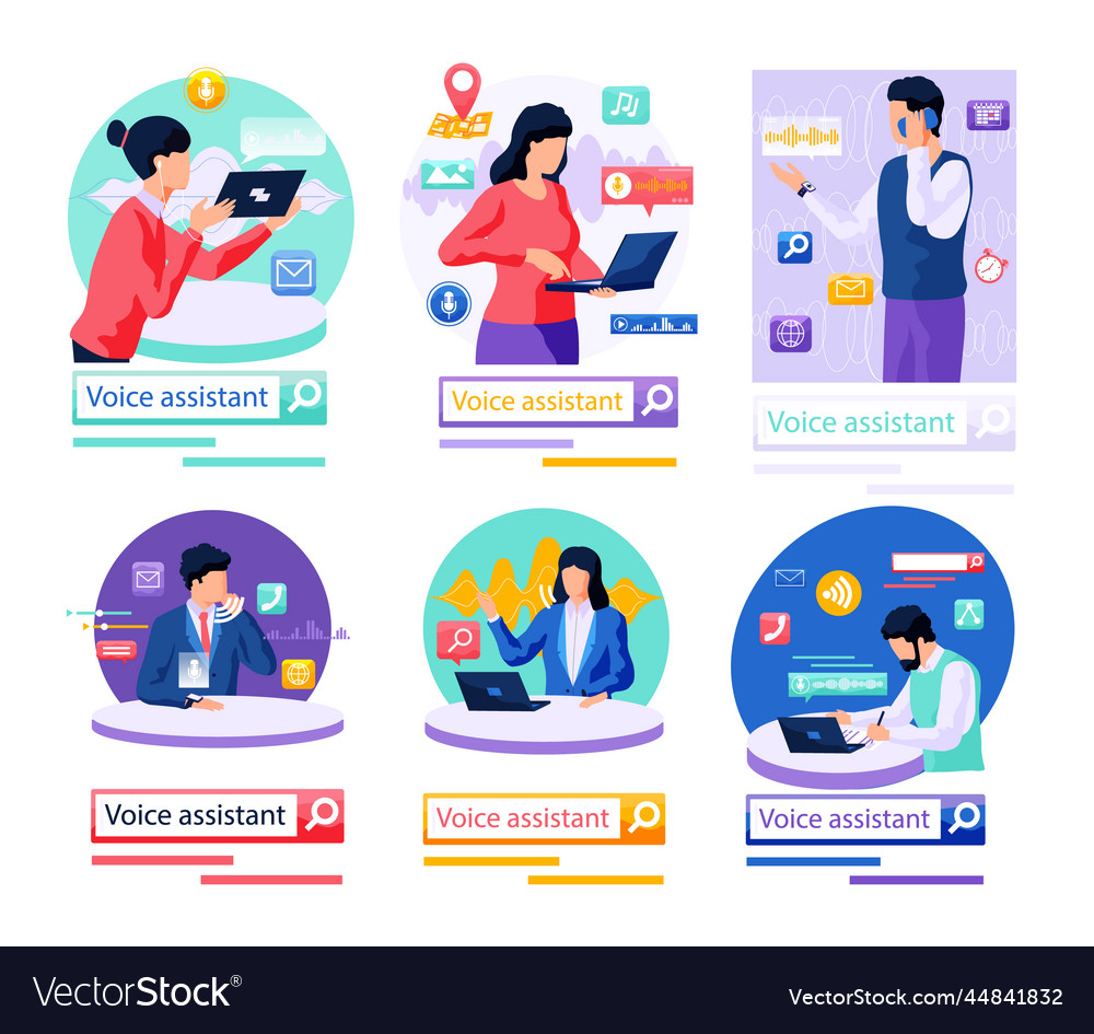 Voice assistant smart speaker virtual assistant Vector Image