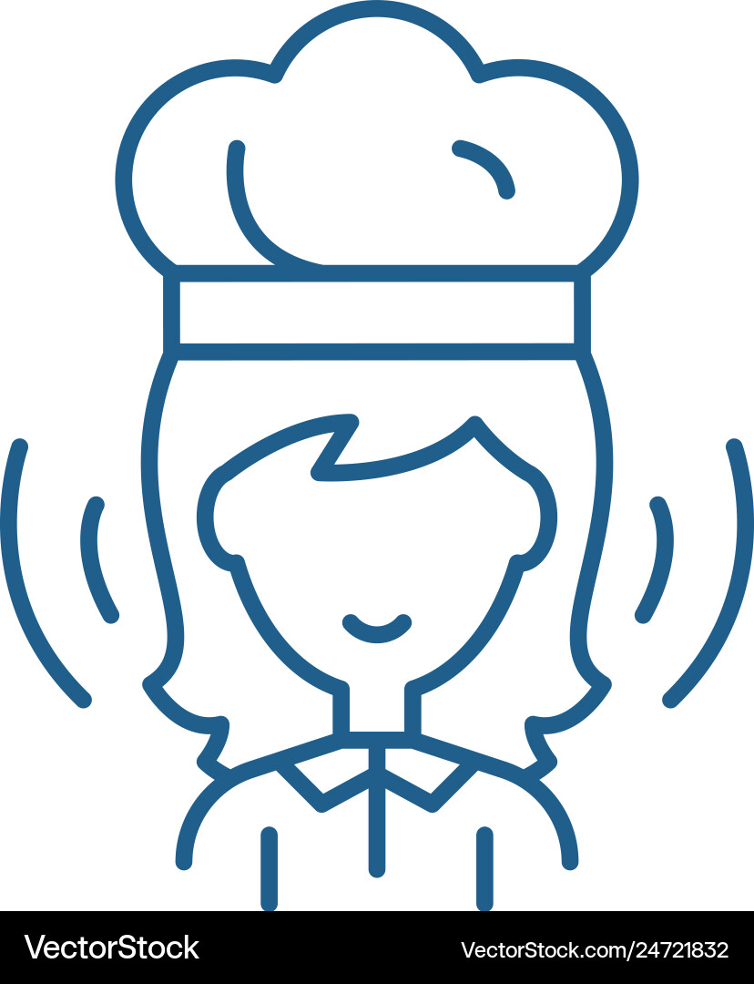 Woman cook line icon concept flat Royalty Free Vector Image