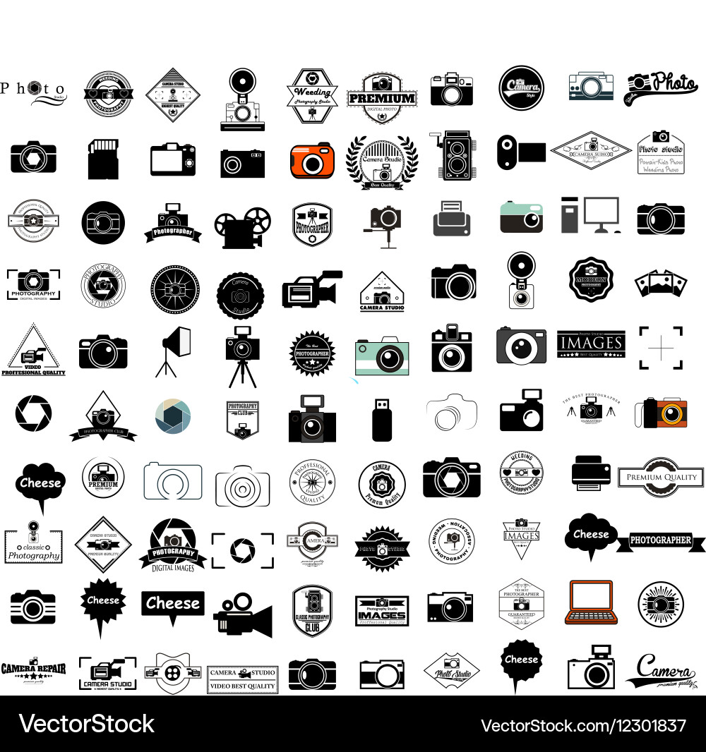 Collection of camera icons Royalty Free Vector Image