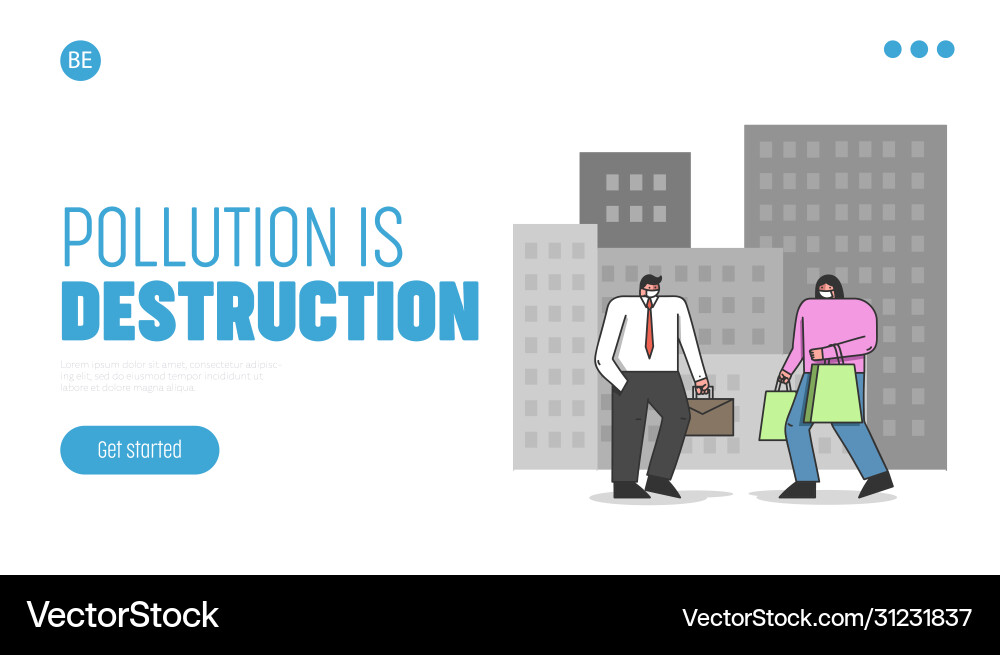 Concept air pollution website landing page Vector Image
