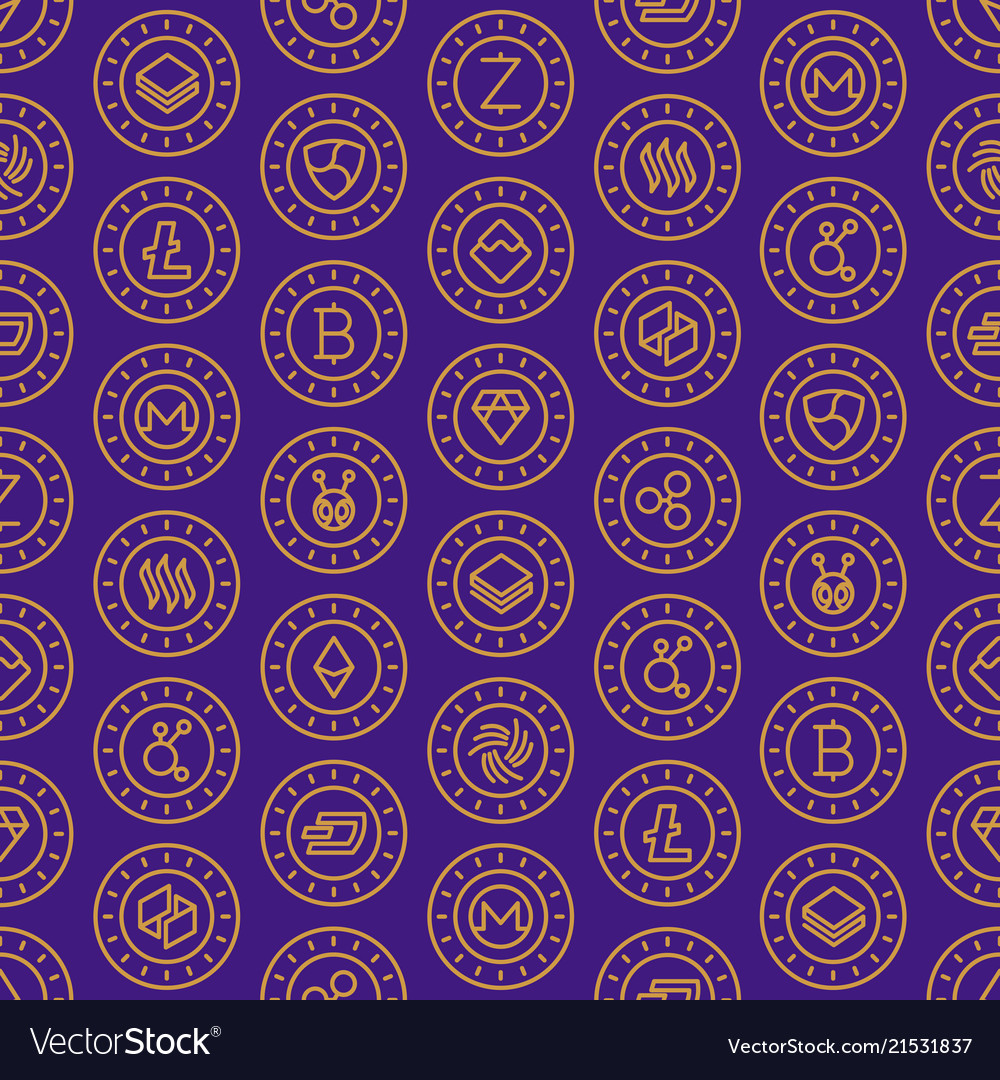 Cryptocurrency seamless pattern Royalty Free Vector Image