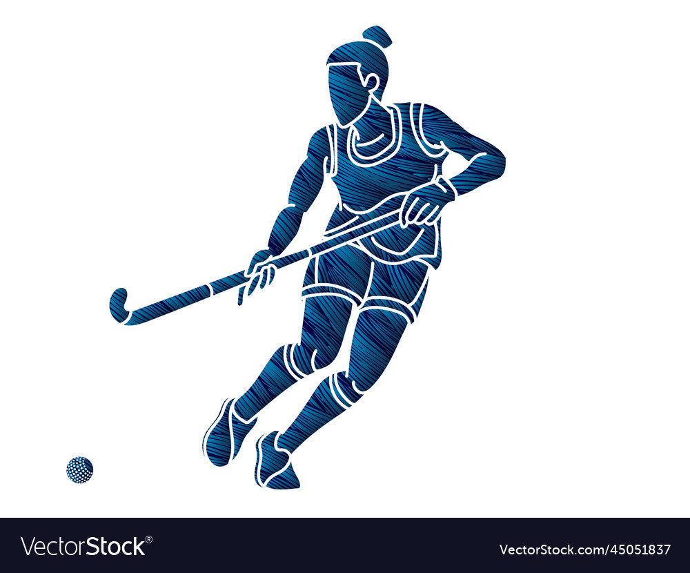Field Hockey Sport Female Player Action Royalty Free Vector