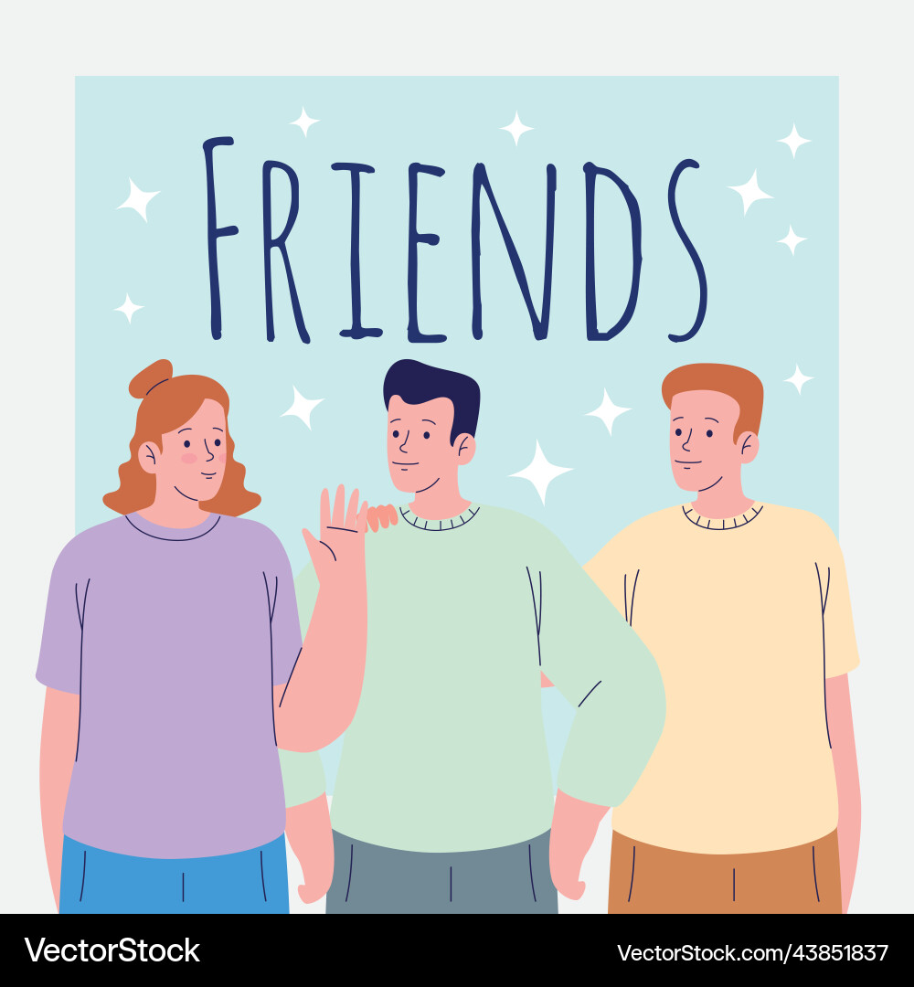 Friends lettering and persons Royalty Free Vector Image