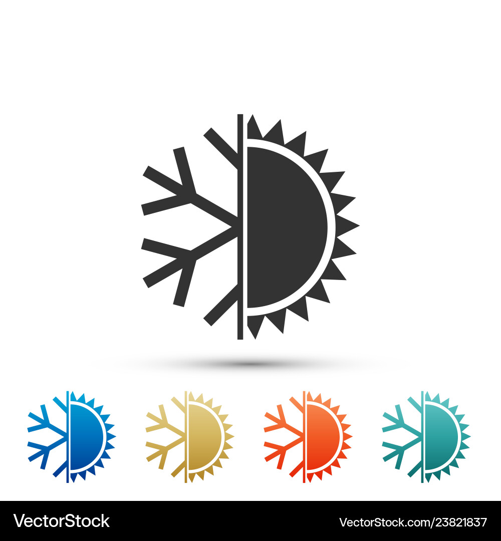 Hot and cold symbol sun snowflake icon Royalty Free Vector