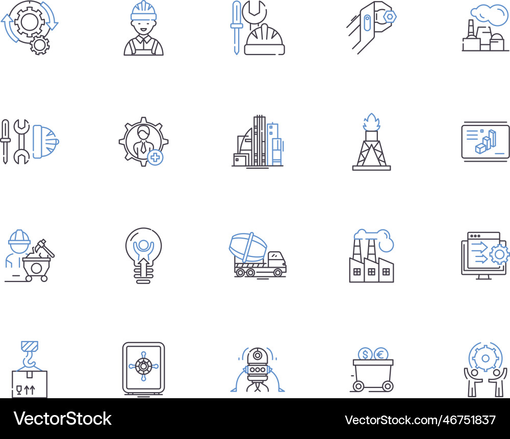 Industry technology outline icons collection Vector Image
