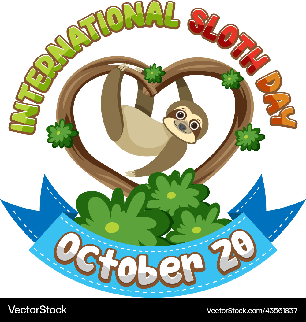 International sloth day banner concept Royalty Free Vector