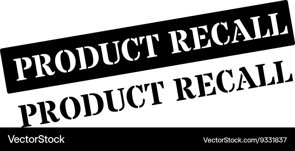 Product recall black rubber stamp on white Vector Image