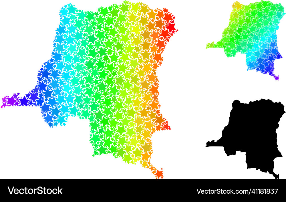 Rainbow gradient stars mosaic map of democratic Vector Image